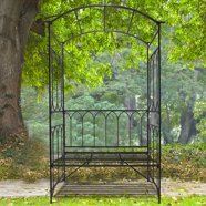 Plow & Hearth Montebello Scrollwork Metal Garden Arbor - Walmart.com