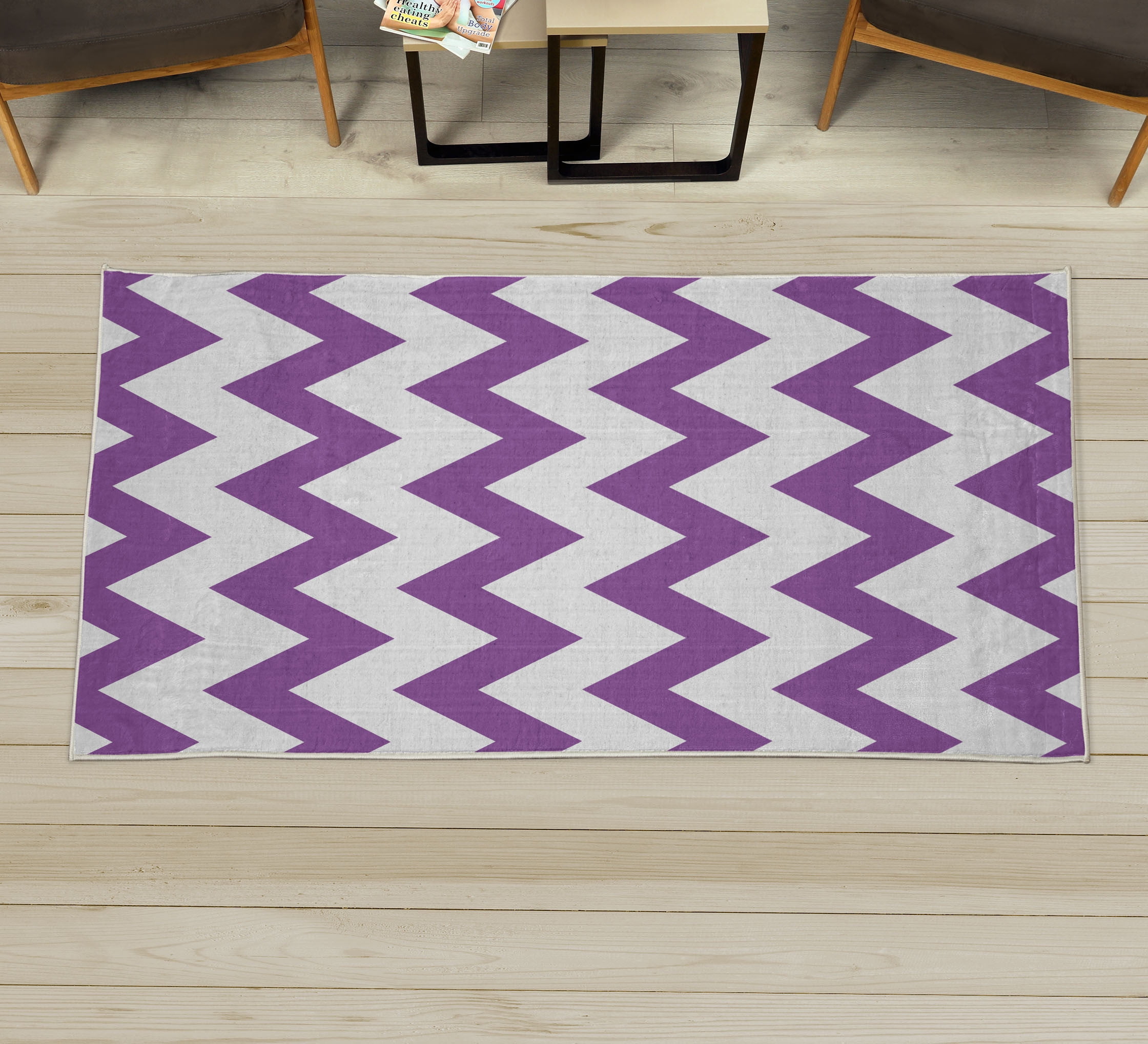 Shapes Decorative Rug, Chevron Pattern Classic Geometrical Horizontal ...
