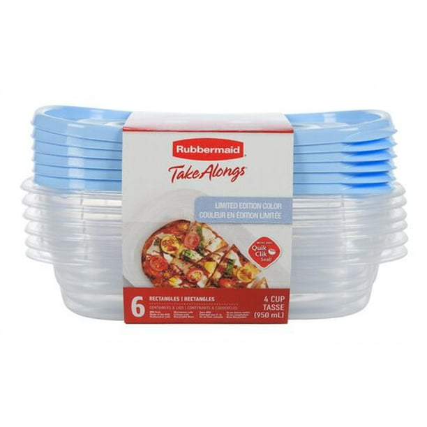 Rubbermaid TakeAlongs 4 Cup Rectangle Food Storage Container, Set of 6 ...