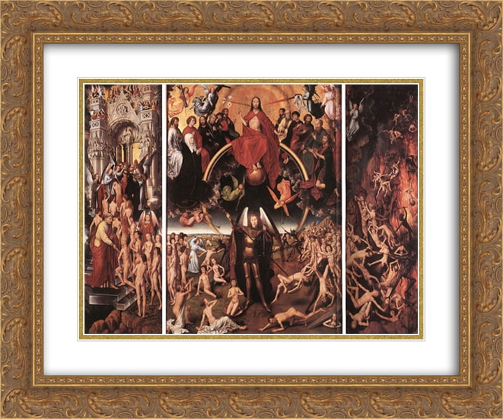 Hans Memling 2x Matted 24x20 Gold Ornate Framed Art Print 'Last Judgment Triptych (open ...