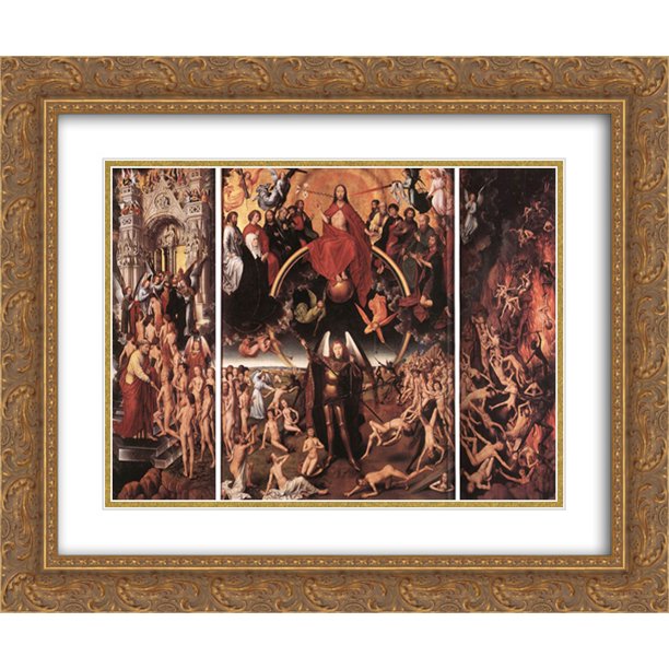 Hans Memling 2x Matted 24x20 Gold Ornate Framed Art Print 'Last Judgment Triptych (open ...