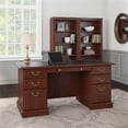 Pemberly Row Executive Desk and Two 5 Shelf Bookcases in Cherry ...