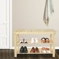 Ecomex 27.5" Solid Wood Shoe Bench, 3-Tier Shoe Organizer for Entryway ...