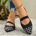 Black Ladies Spring Summer Polka Dot Pointed Toe Flat Shoes Mary Jane ...