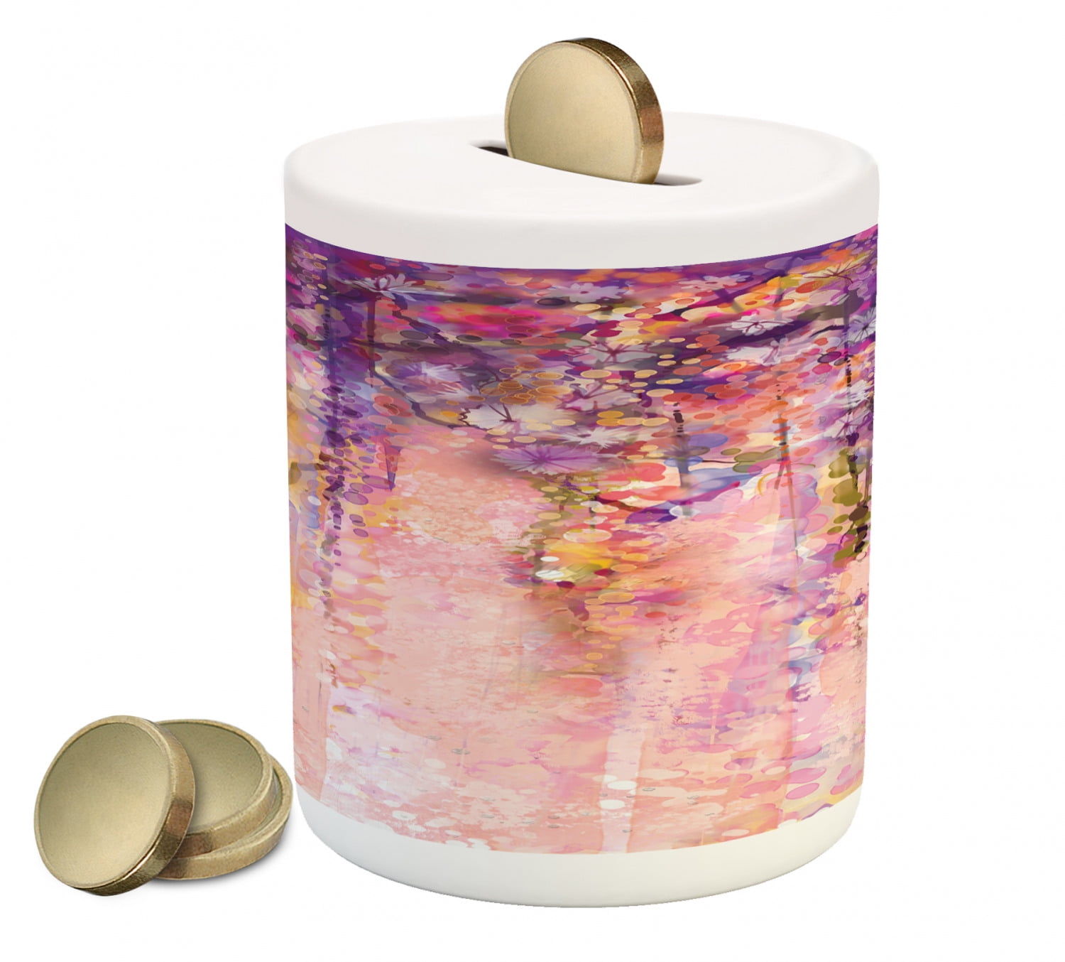 Flower Piggy Bank, Watercolor Painting Effect Wisteria Tree Blossoms ...