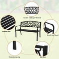"Black 50"" Outdoor Welcome Bench, Powder Coated Cast Iron Steel, Patio ...