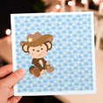3drose, Adorable Cowboy Monkey in Blue on a Blue Pattern Background, 6 ...