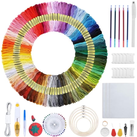 Embroidery set 215 pieces, 100 color threads, 3 pieces Aida fabric, 40 sewing pens, 5 pieces ...