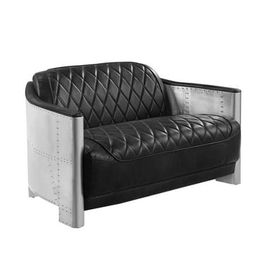 ACME Forsythia Top Grain Leather Tufted Loveseat in Espresso - Walmart.com