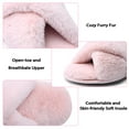 LORDFON Open Toe Cross Band Womens House Slippers Fluffy Indoor Slip On Slippers - Walmart.com