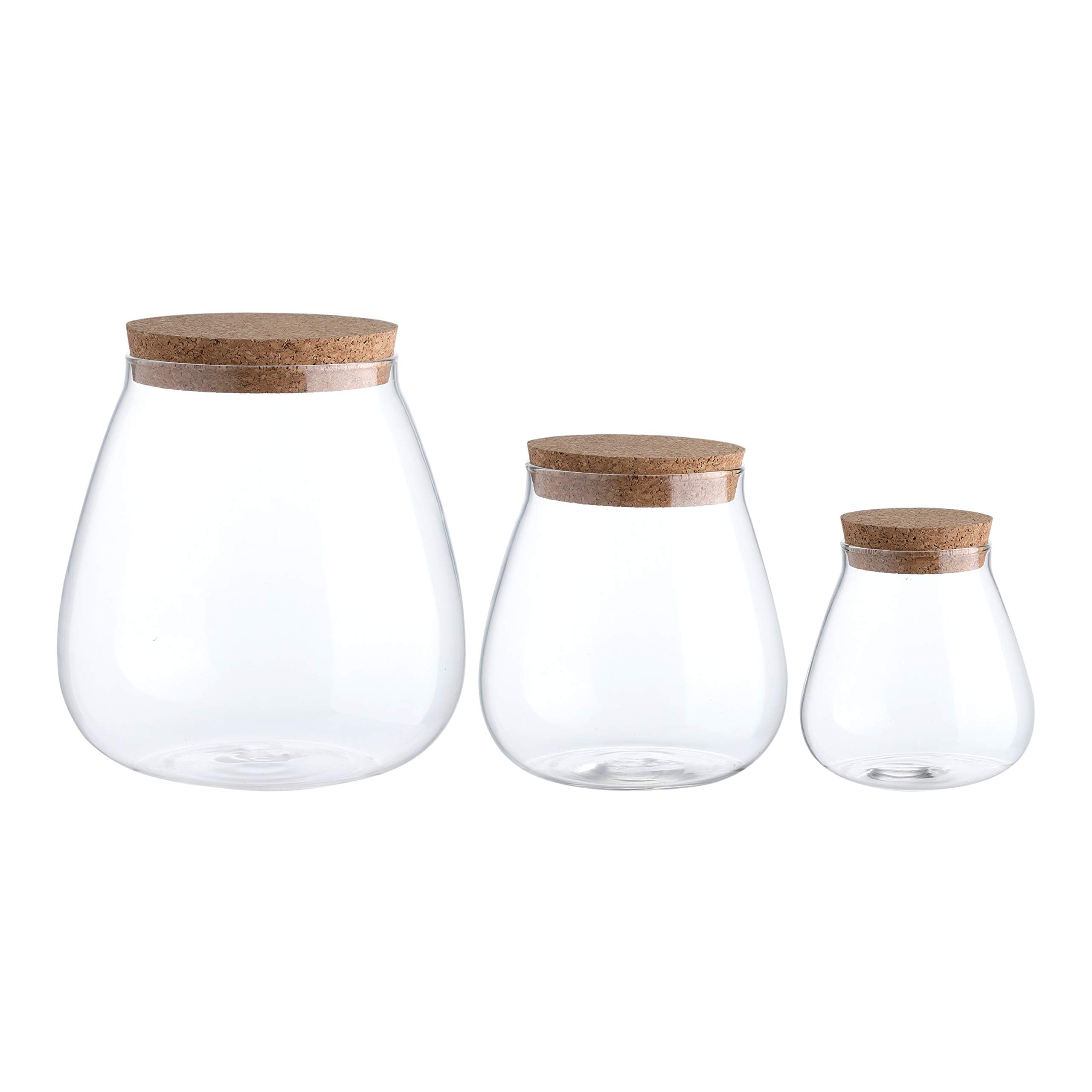 Set of 3 Glass Jar Storage Containers with Cork Lids Capacity 60/30 ...