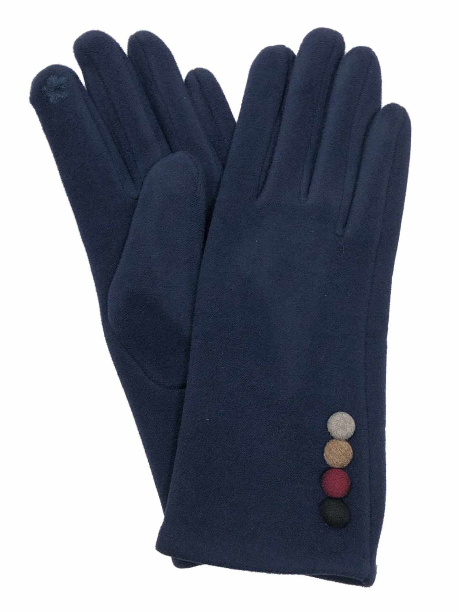 Womens Navy Blue Faux Suede Button Stretch Fit Texting & Tech ...