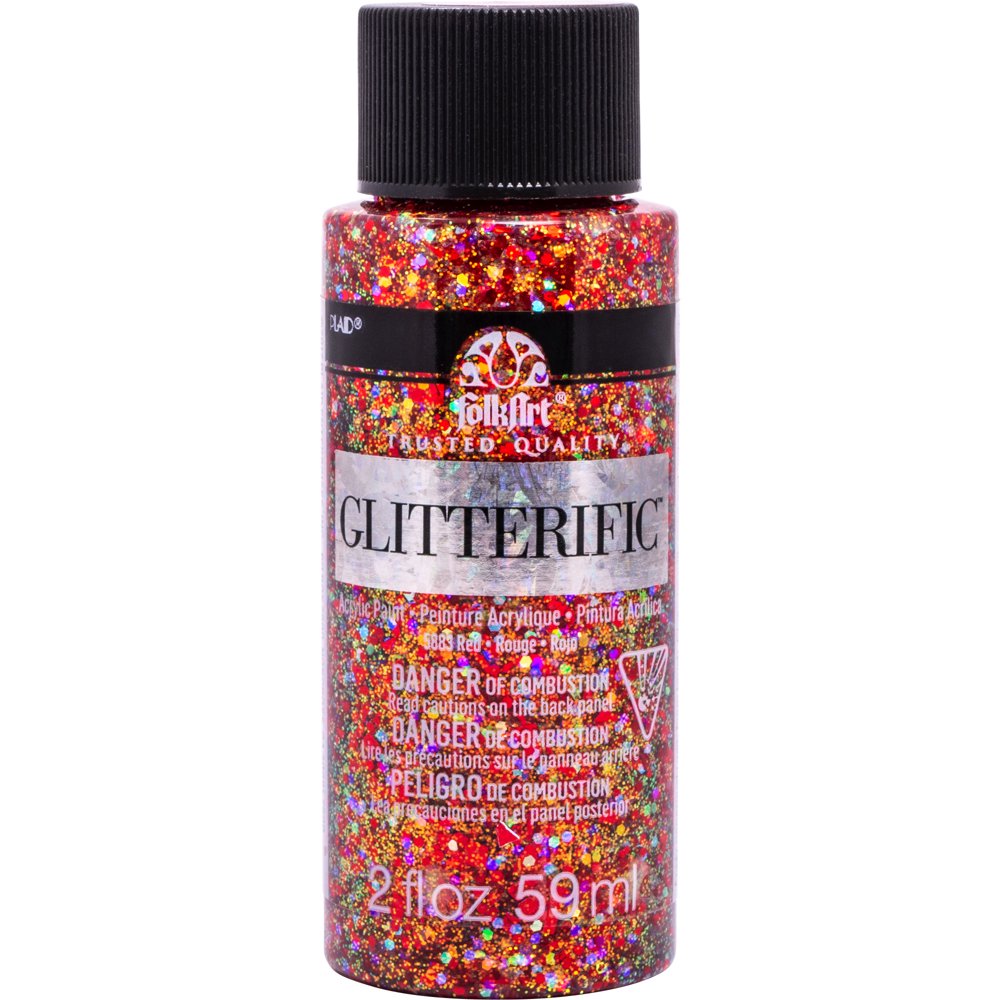 FolkArt 5883E Glitterific Acrylic Craft Paint, Red, 2 fl oz - Walmart ...