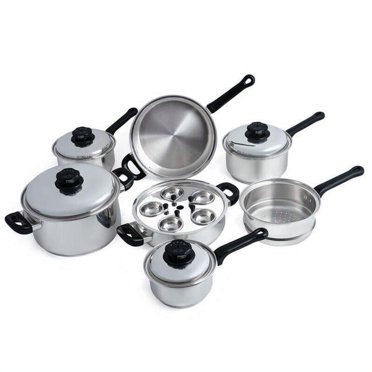 Maxam® 18pc Stainless Steel Cookware Set with Steam Control™ Knobs ...