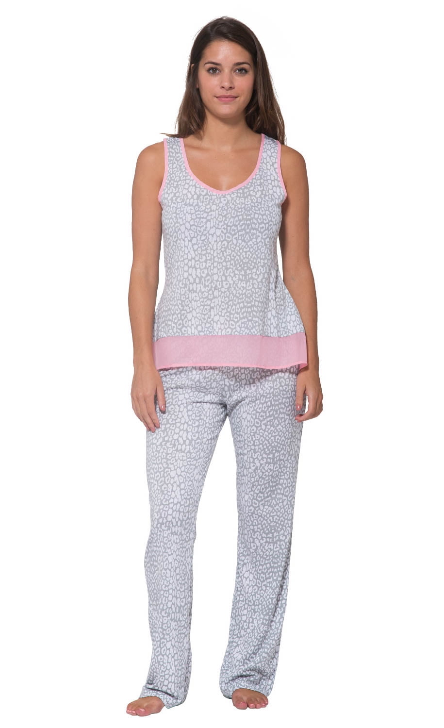 Nouveau Women's Sleep Tank Top and Pajama Pant Loungewear Set - Leopard ...