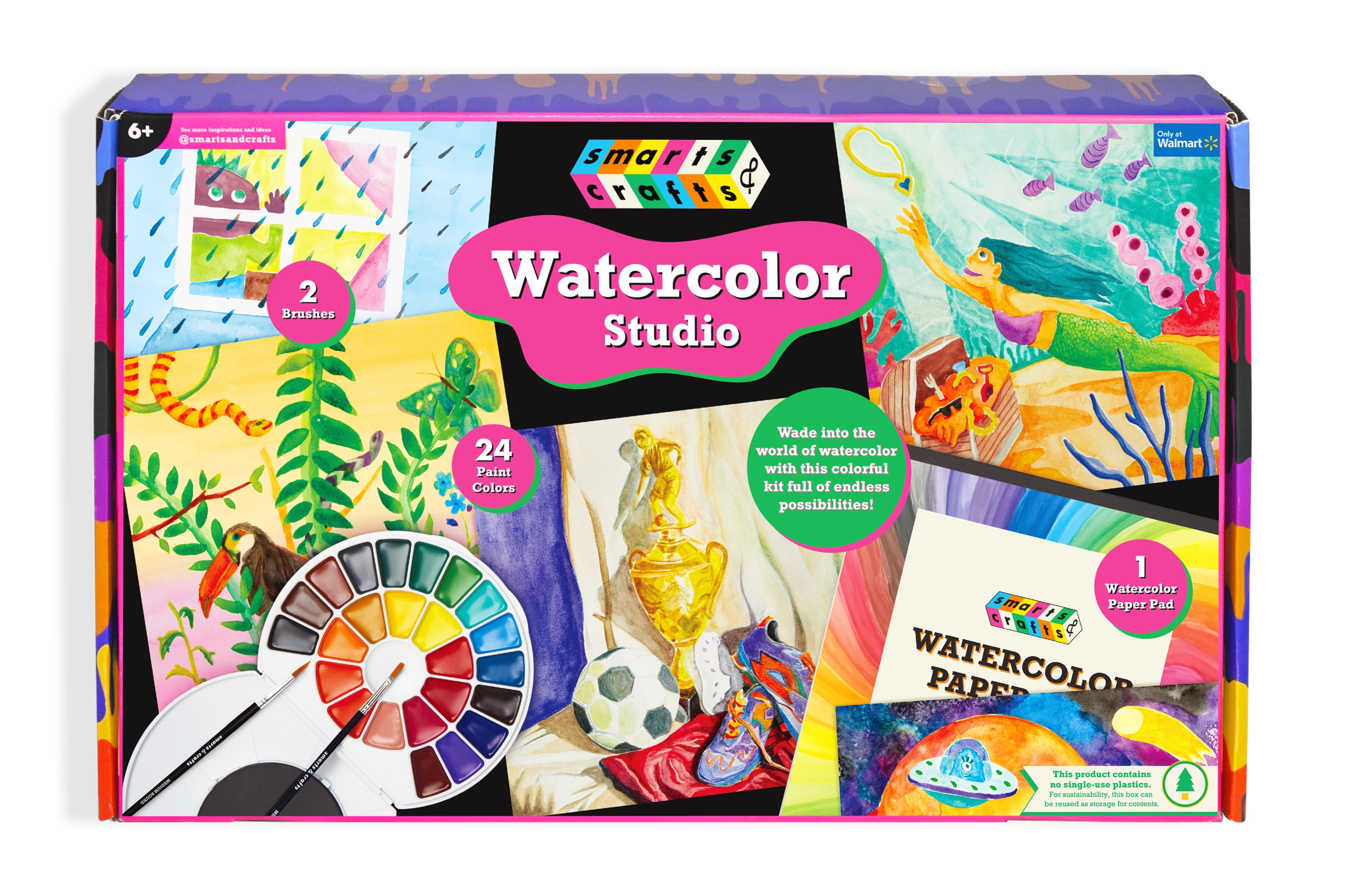 Smarts & Crafts Watercolor Studio Kit, Multicolor, 28 Pieces, for Boys ...