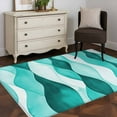 2.7x5 Area Rugs, Turquoise Stripes Non-Skid Rubber Backing Large ...