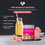Women's Best Pre-Workout Booster Powder, Sour Peach Candy, 200g, 7 oz ...
