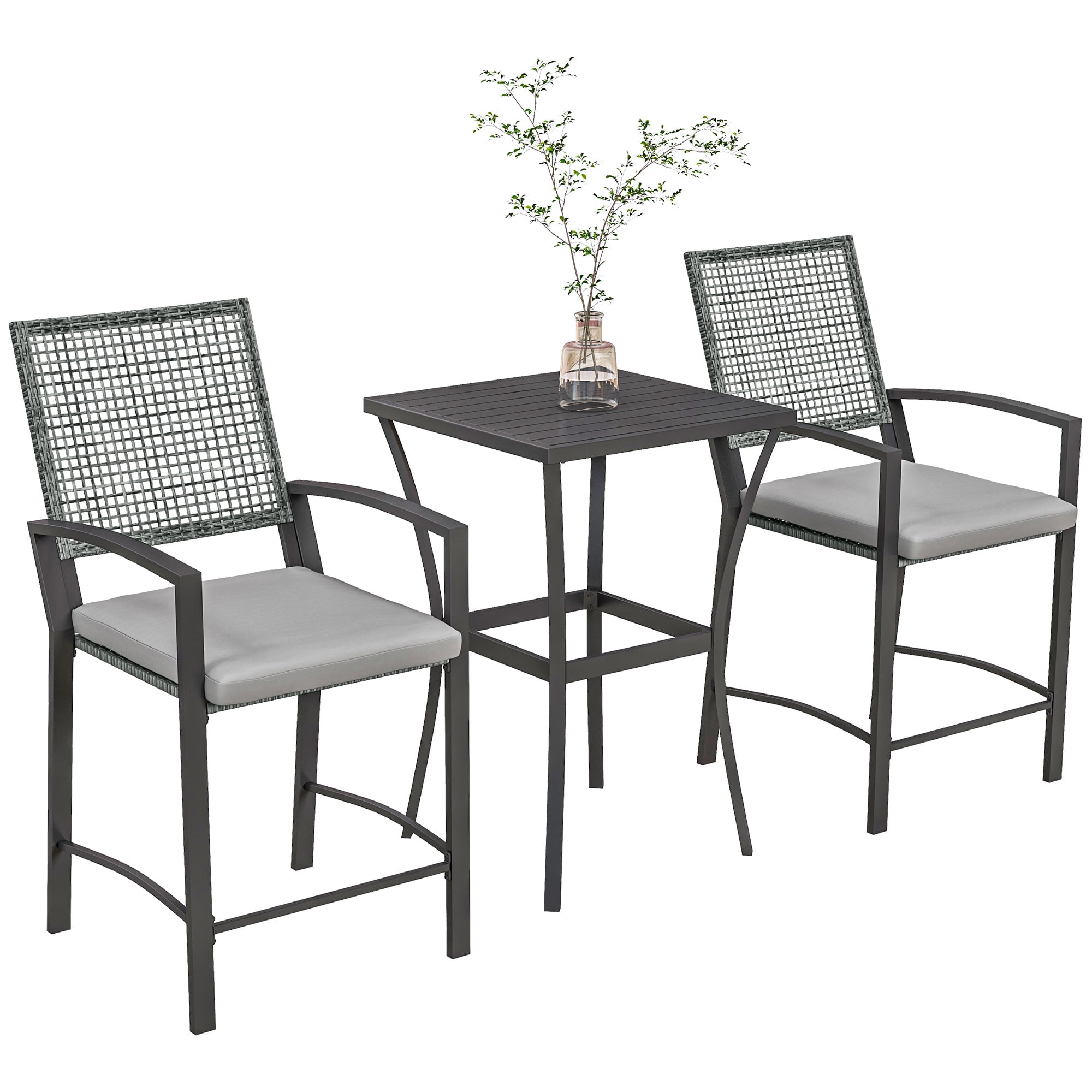 Click here for Outsunny 3 Pieces Outdoor Wicker Bar Set  Classic... prices