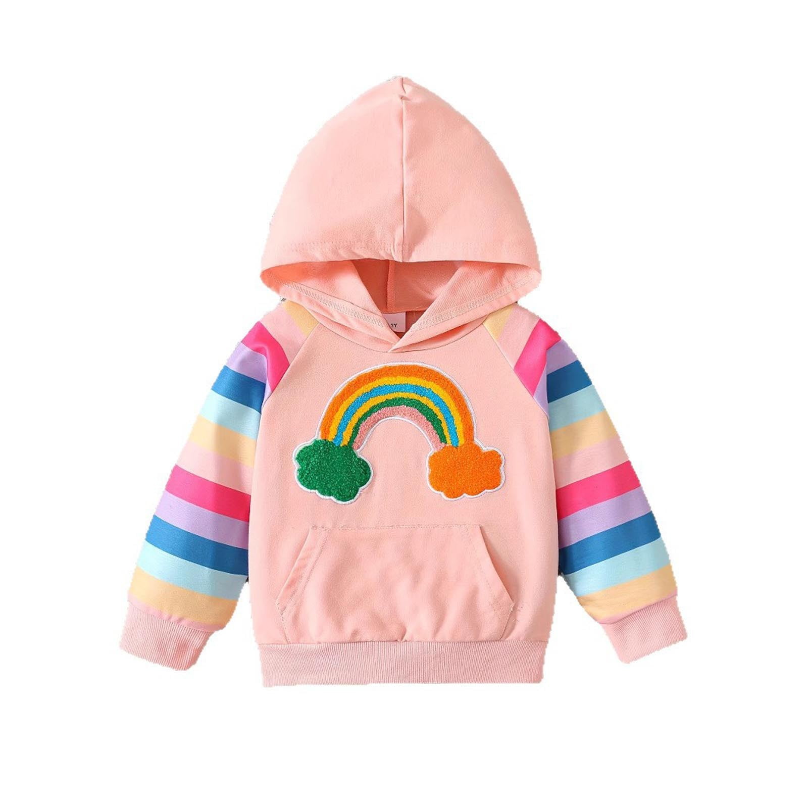 Click here for Wagiet Girls Hooded Jacket With Rainbow Sleeves Em... prices