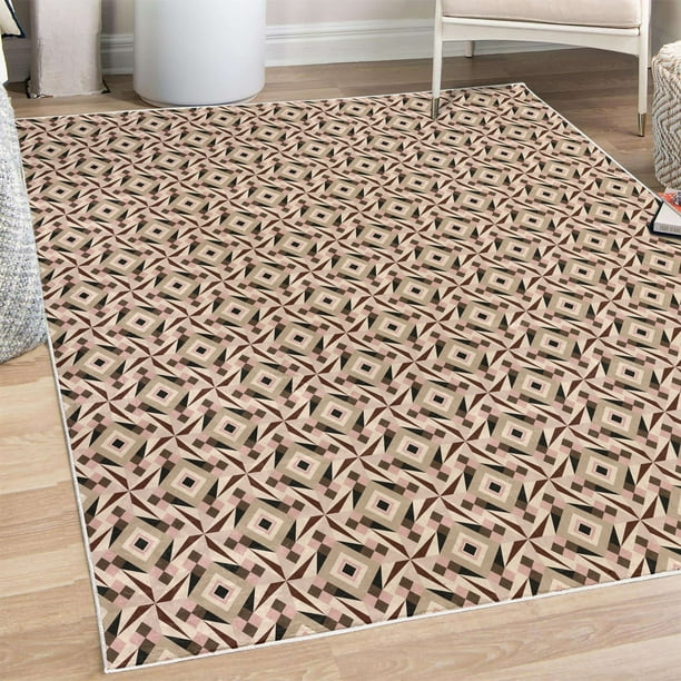 Modern Decorative Rug, Retro 60s 70s Vintage Geometrical Rounds ...