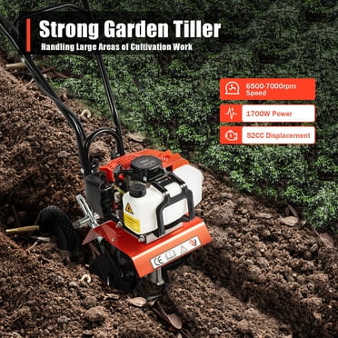 Fichiouy 63cc 4-Stroke Gas Power Equipment Portable Gas Garden Tiller ...