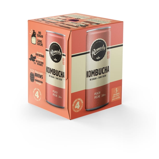 Remedy Kombucha 4 x 330 ML Peach, Remedy Kombucha 4 x 330 ML Peach ...