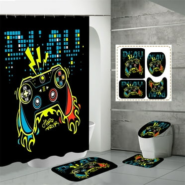 Teen Gaming Shower Curtain Gamer Gift for Boys Game Room Decor Kids ...