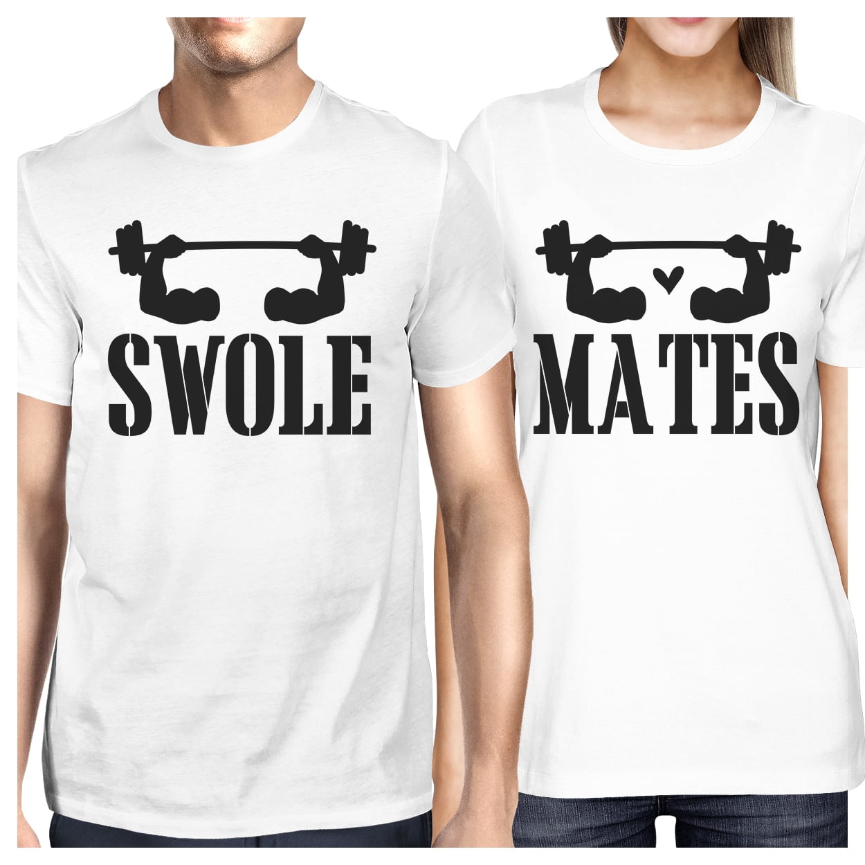 Swole Mates Lightweight Cool Cotton Couples Matching Shirts White ...