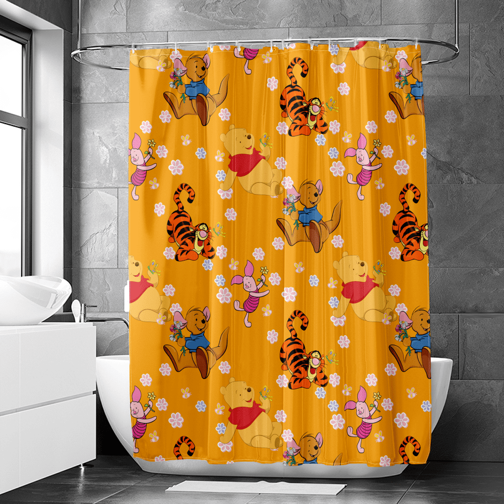 Winnie the Pooh Shower Curtain Charming Water Repellent Art Painted ...