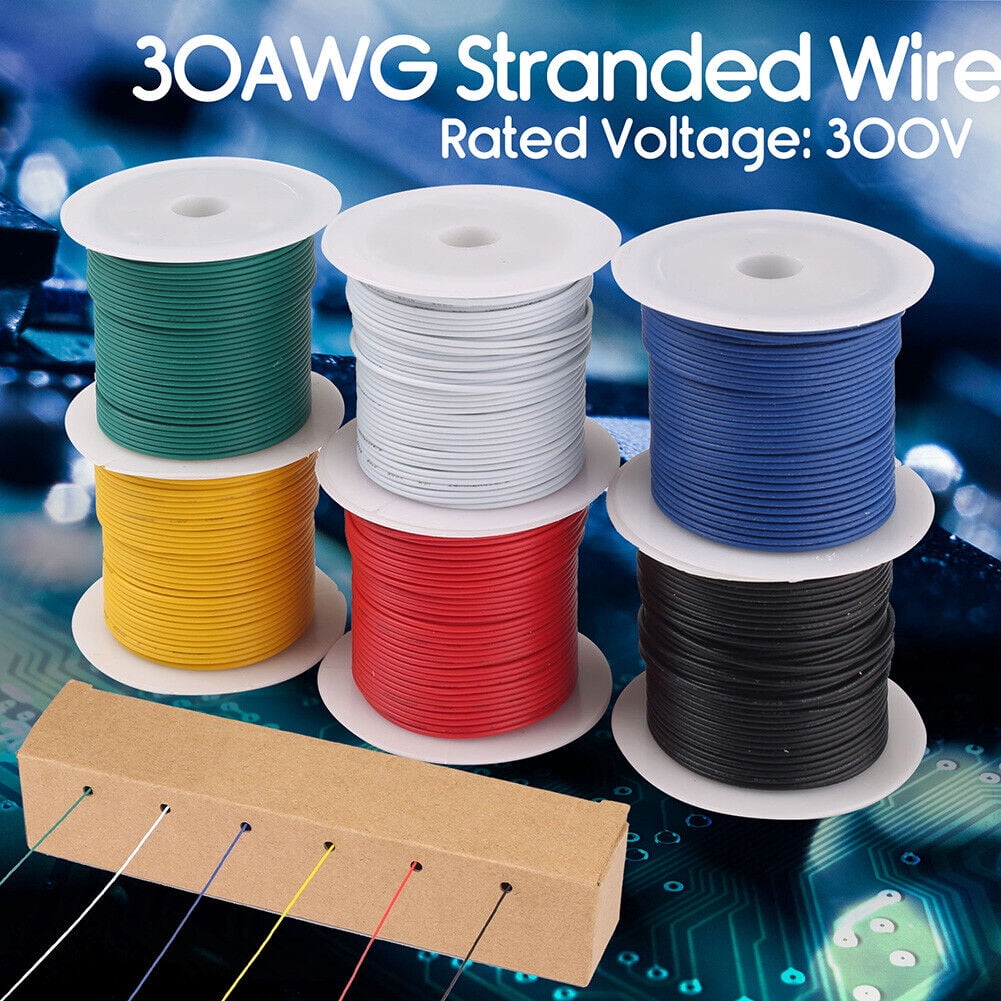 30 AWG Gauge Flexible PVC Electric Wire | Copper Hook Up 300V Cable | 6 ...