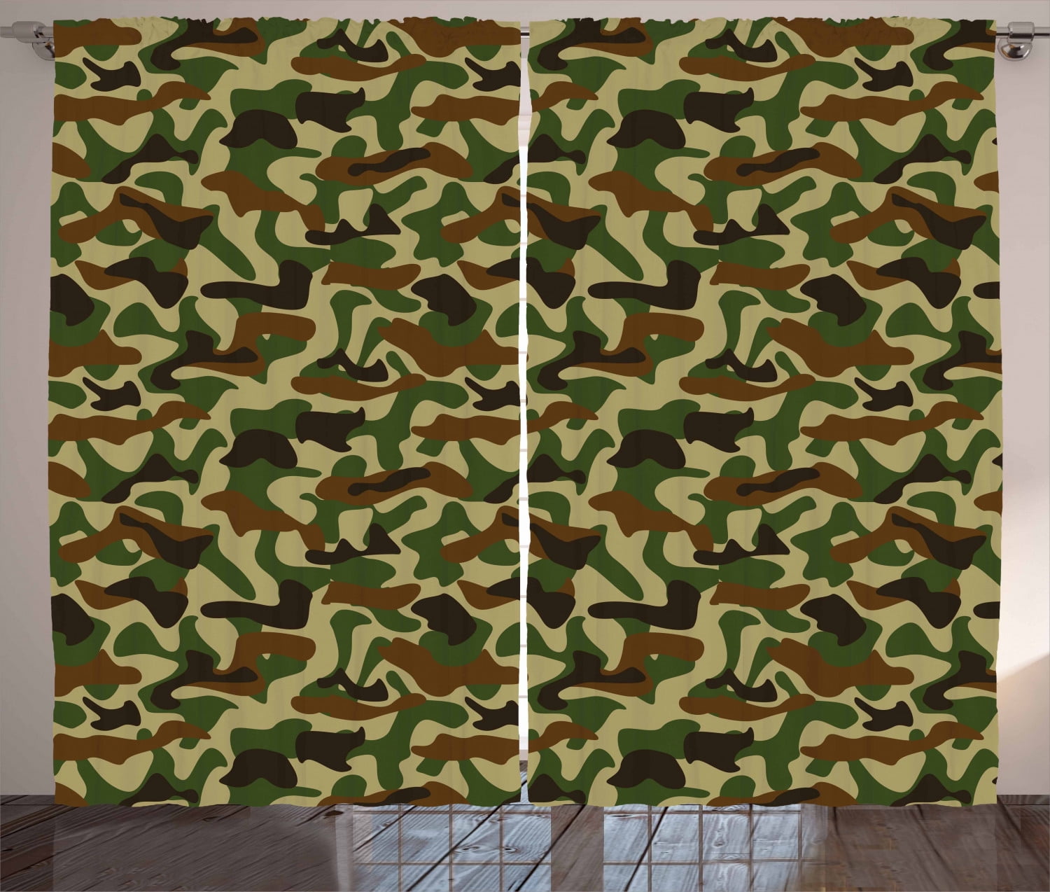 Camouflage Curtains 2 Panels Set, Military Squad Unit Uniform Design ...