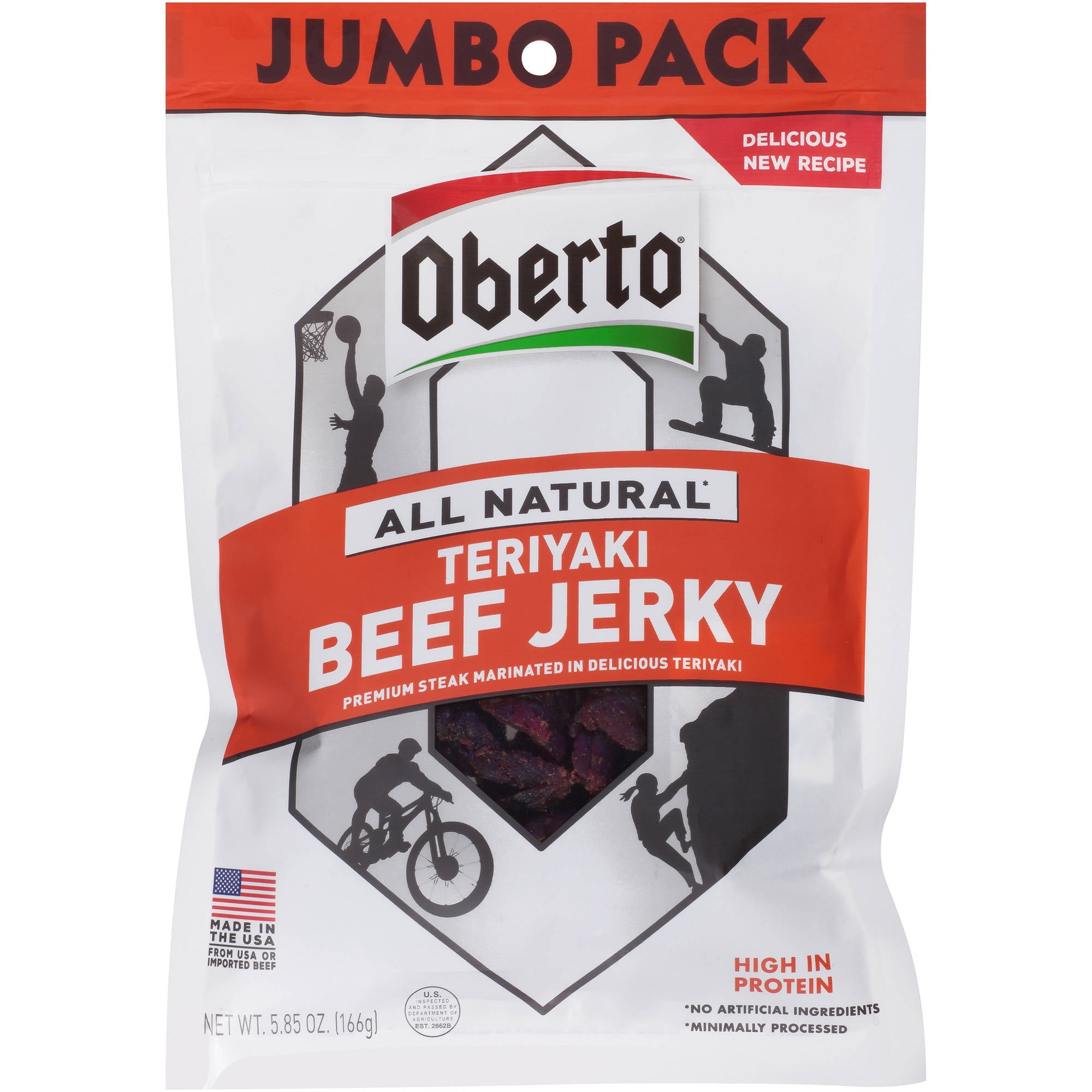 Oberto All Natural Teriyaki Beef Jerky Jumbo Pack, 5.85 Oz. – Walmart ...