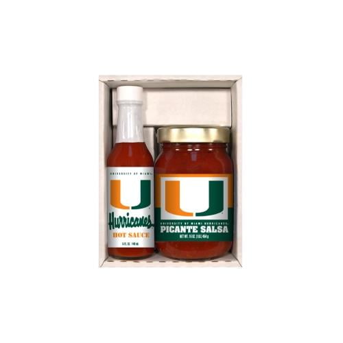 Miami Hurricanes NCAA Snack Pack (5oz Hot Sauce, 16oz Picante Salsa ...