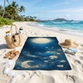 Boho towels A painting of a night sky with a full moon and flowers ...