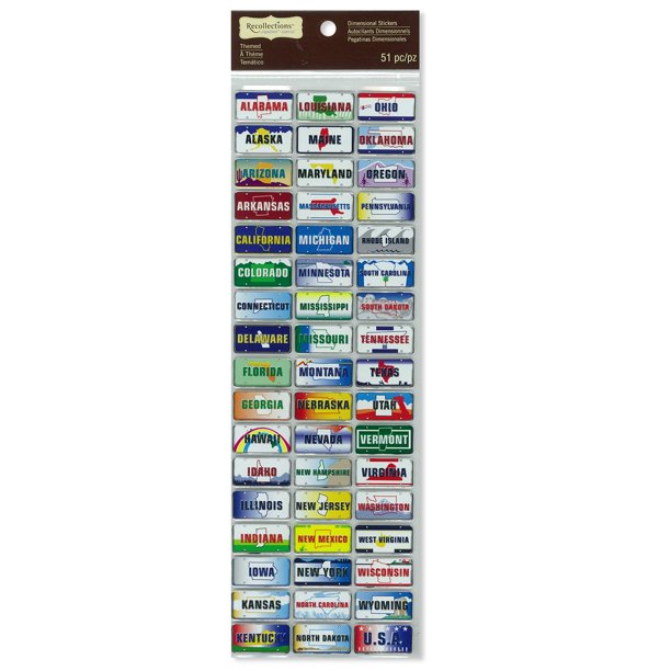 12 Packs: 51 ct. (612 total) Dimensional License Plate Stickers by ...