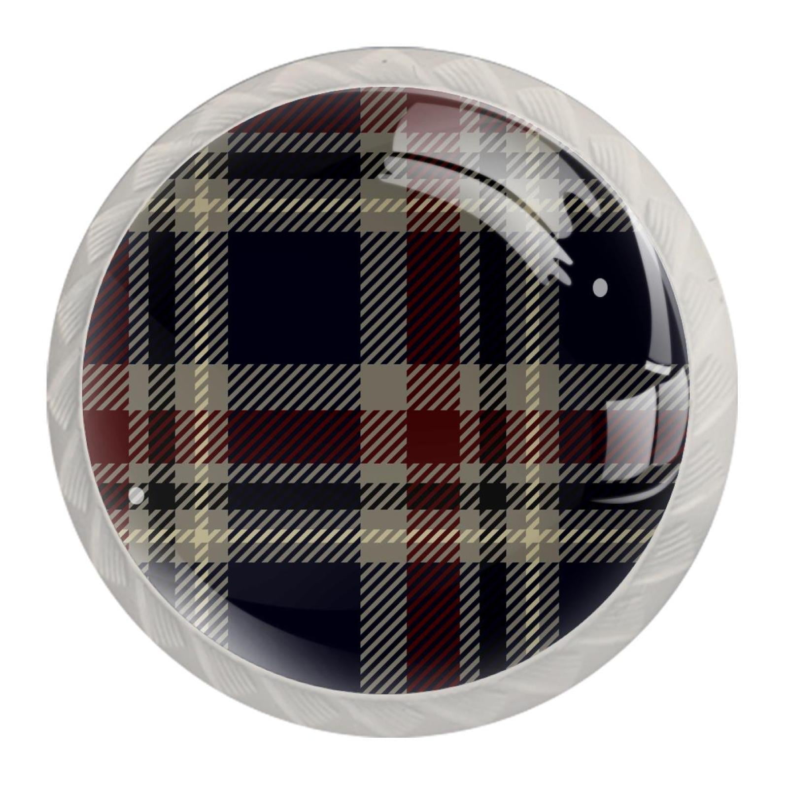 4 Pcs Navy Tartan Plaid Texture Knobs for Kitchen Cabinet Cupboard ...
