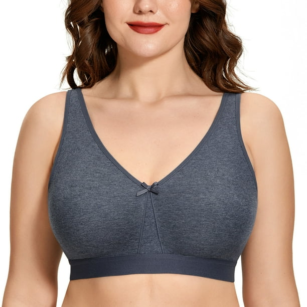 AISILIN Women's Plus size Wireless Seamless Sleep Bra Cotton Unlined Bralette Comfort Support ...