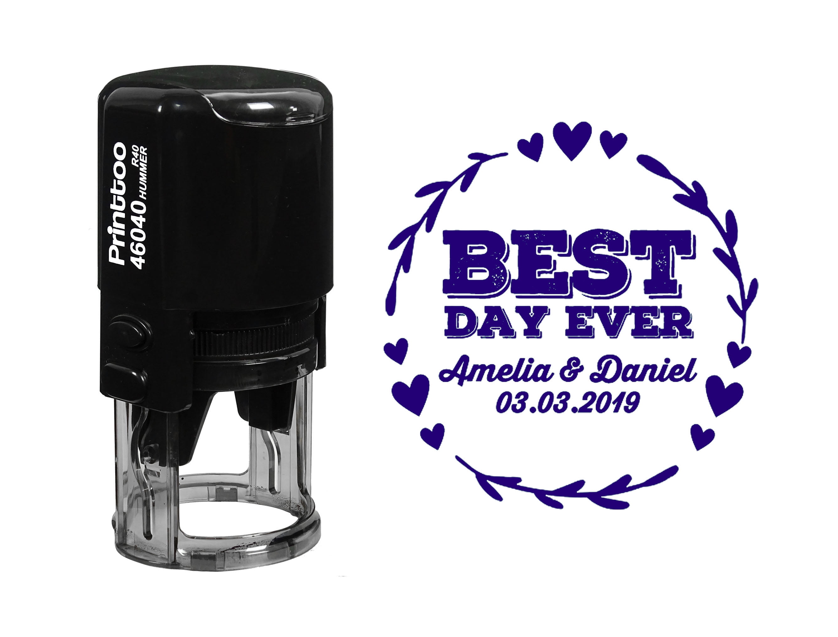 Printtoo Roound Personalized Violet Self Inking Wedding Favor Stamp ...