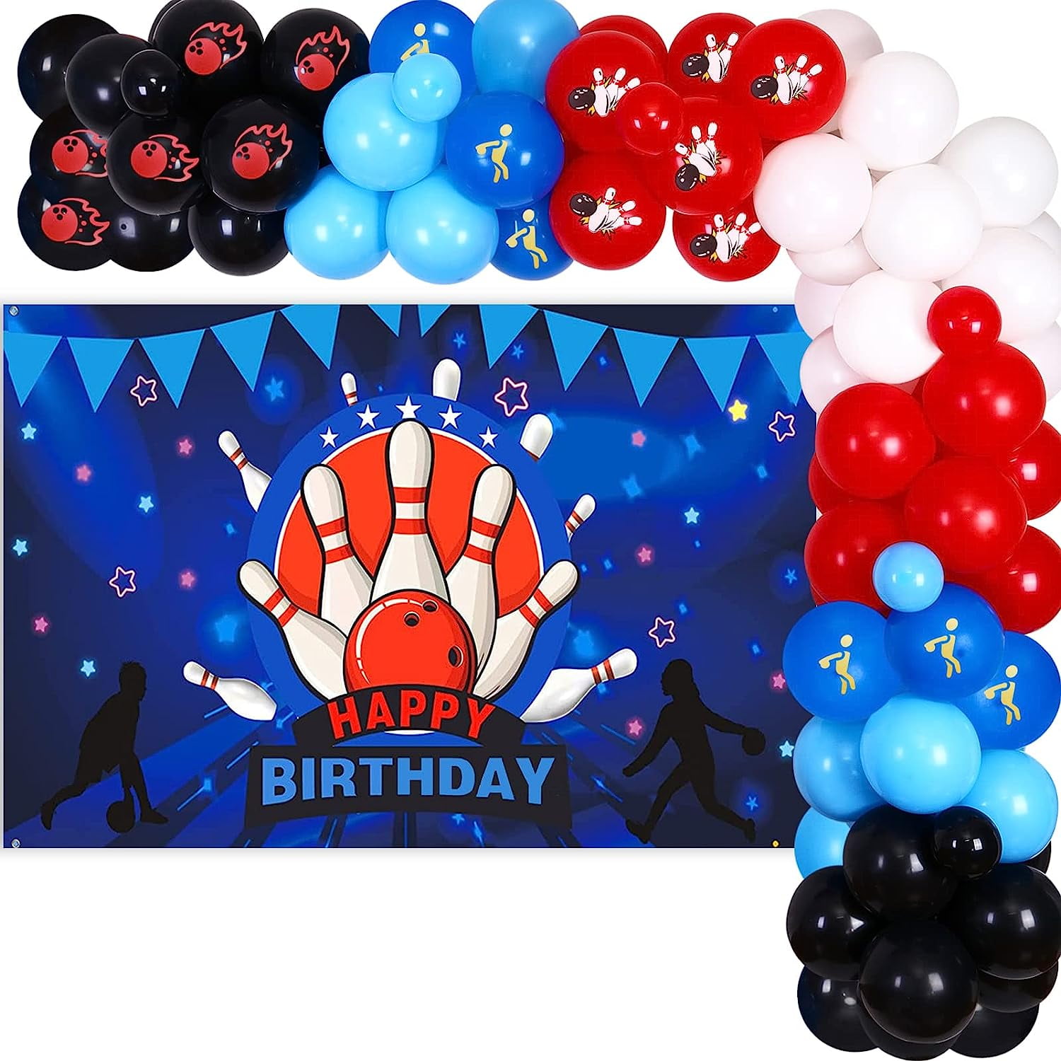 Bowling Birthday Party Decorations for Kids, Red and Blue Bowling ...