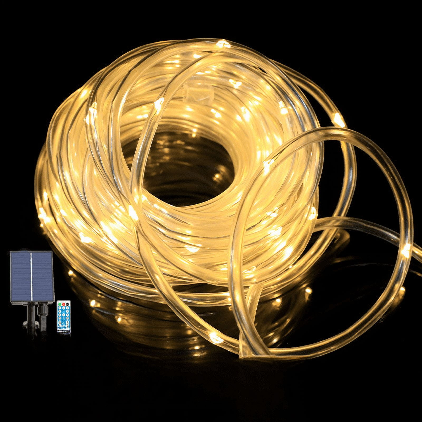 Lámpara de tubo solar LED, cadena de luces de cobre con tubo de cuero ...