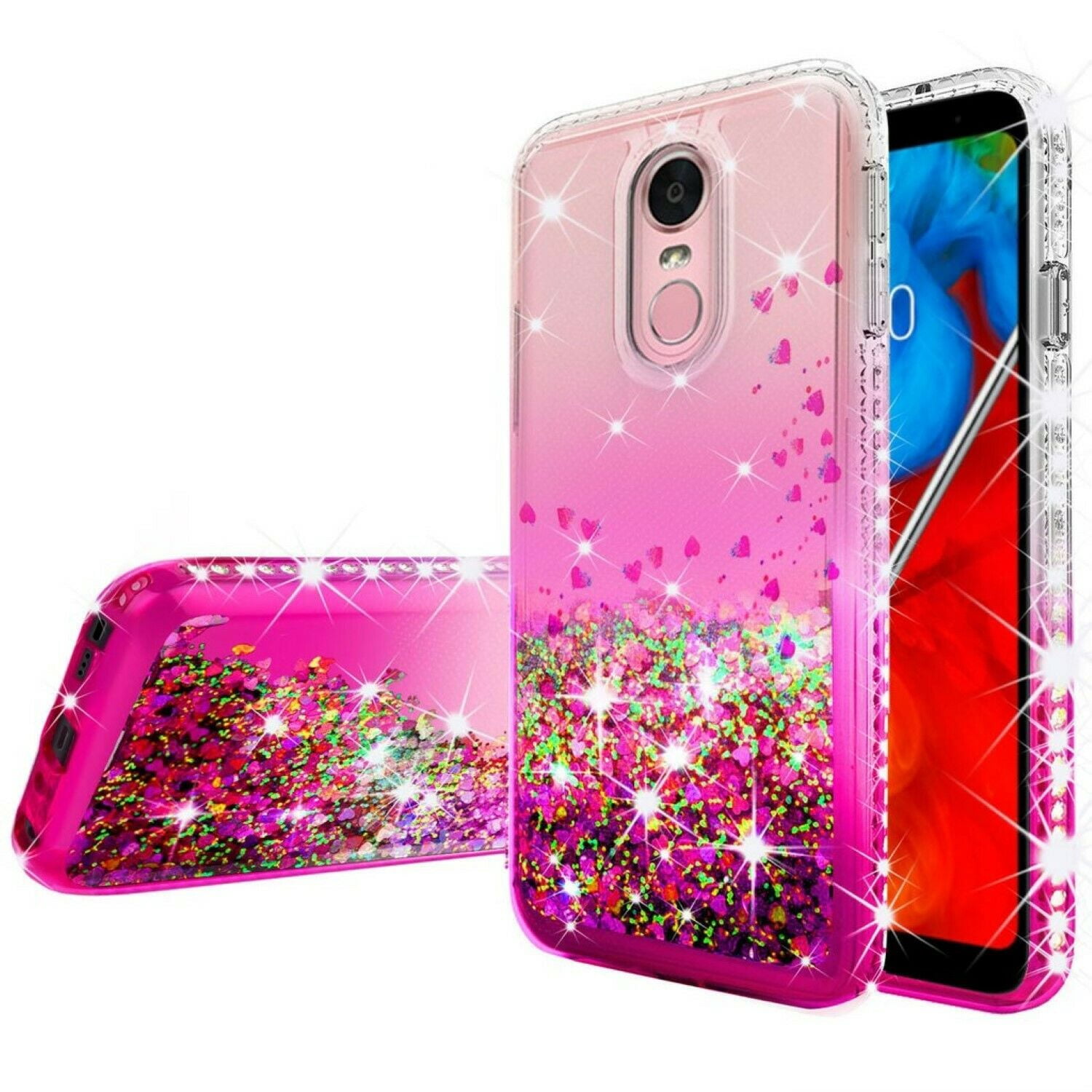 For 6.2" LG Stylo 5 Clear Rhinestone Diamond Full Screen Protector ...