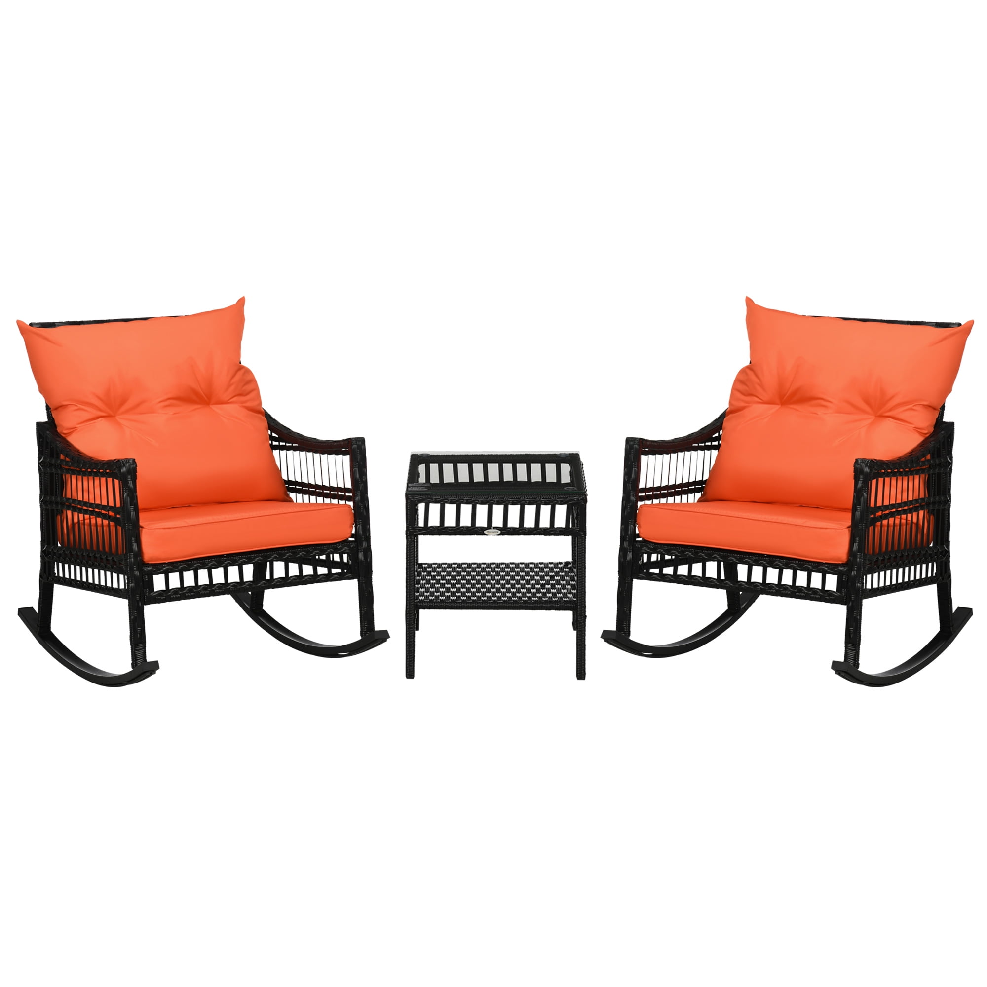 Click here for Outsunny 3 Pieces Pe Rattan Rocking Chair Set  Out... prices