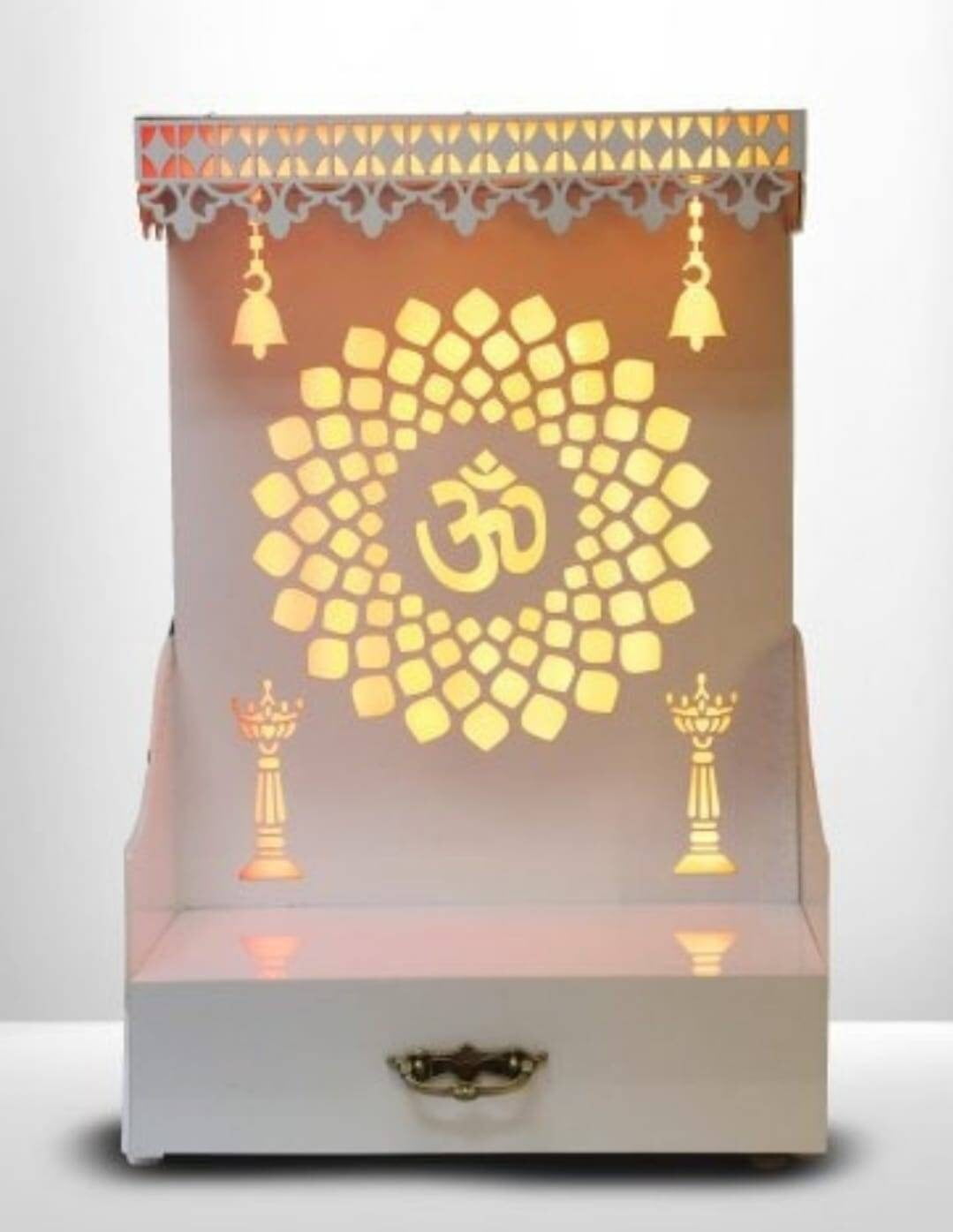 Wooden Temple For Home With Customized Colored LED Lights For Home And ...