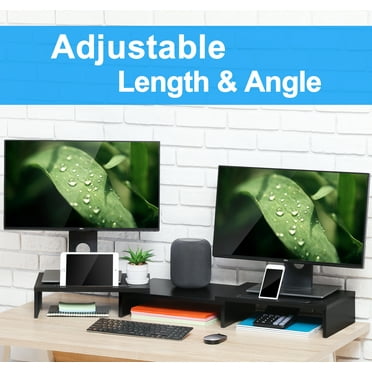 FITUEYES 3 Shelf Monitor Stand Riser with Adjustable Length and Angle ...