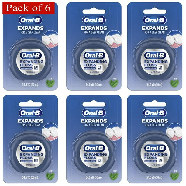 Oral-B Expandable Dental Floss, Expands for A Deep Clean, Mint, 50m ...