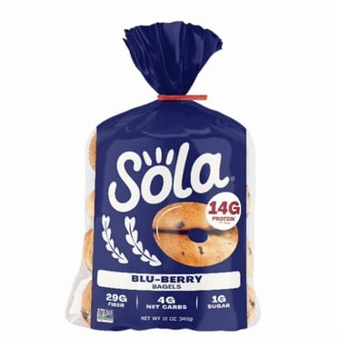 Sola Non-GMO Everything Bagels, Wheat Bread, Low Carb, High Protein, 12 ...