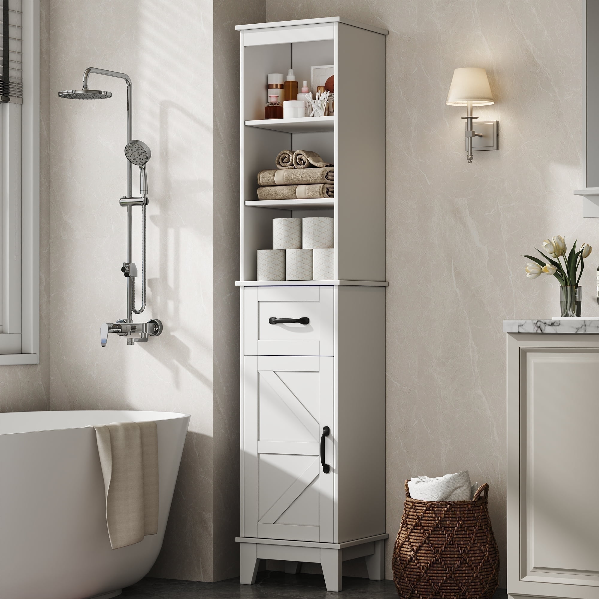 Click here for Idealsoul Tall Bathroom Storage Cabinet  Narrow Ba... prices