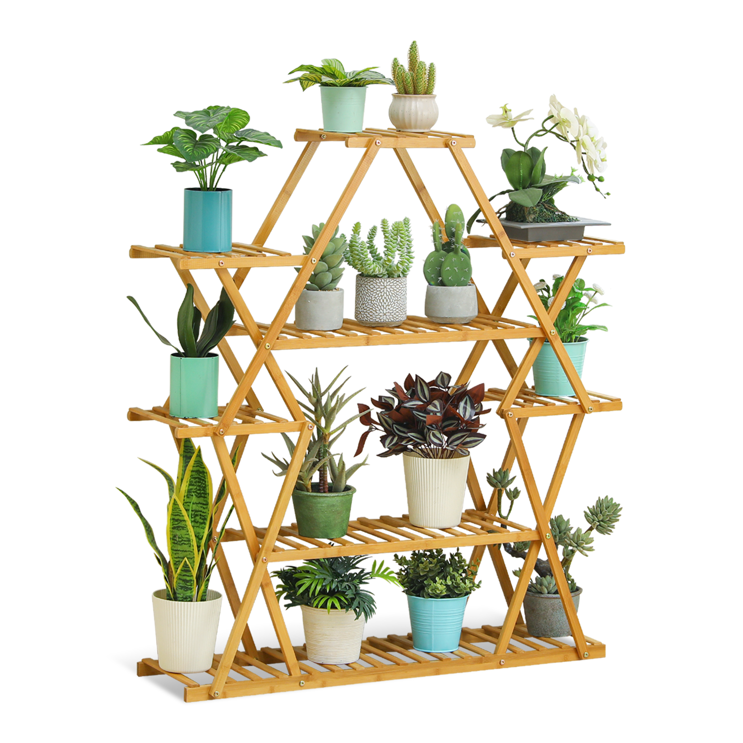 Magshion Bamboo 6 Tiers Durable Plant Stand, Modern Flower Storage Rack ...