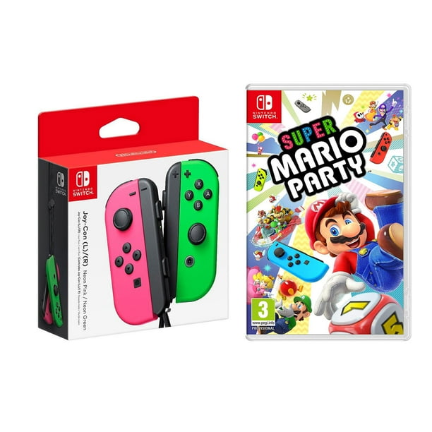 Super Mario Party Video Game + Nintendo Joy-Con Controllers Neon Pink ...